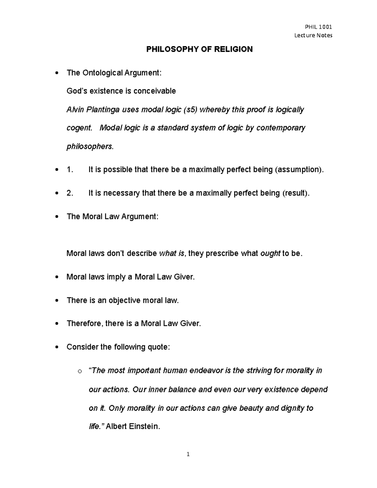 2021-PHIL-1001-Philosophy-Lecture-Notes- Philosophy OF Religion-11B ...