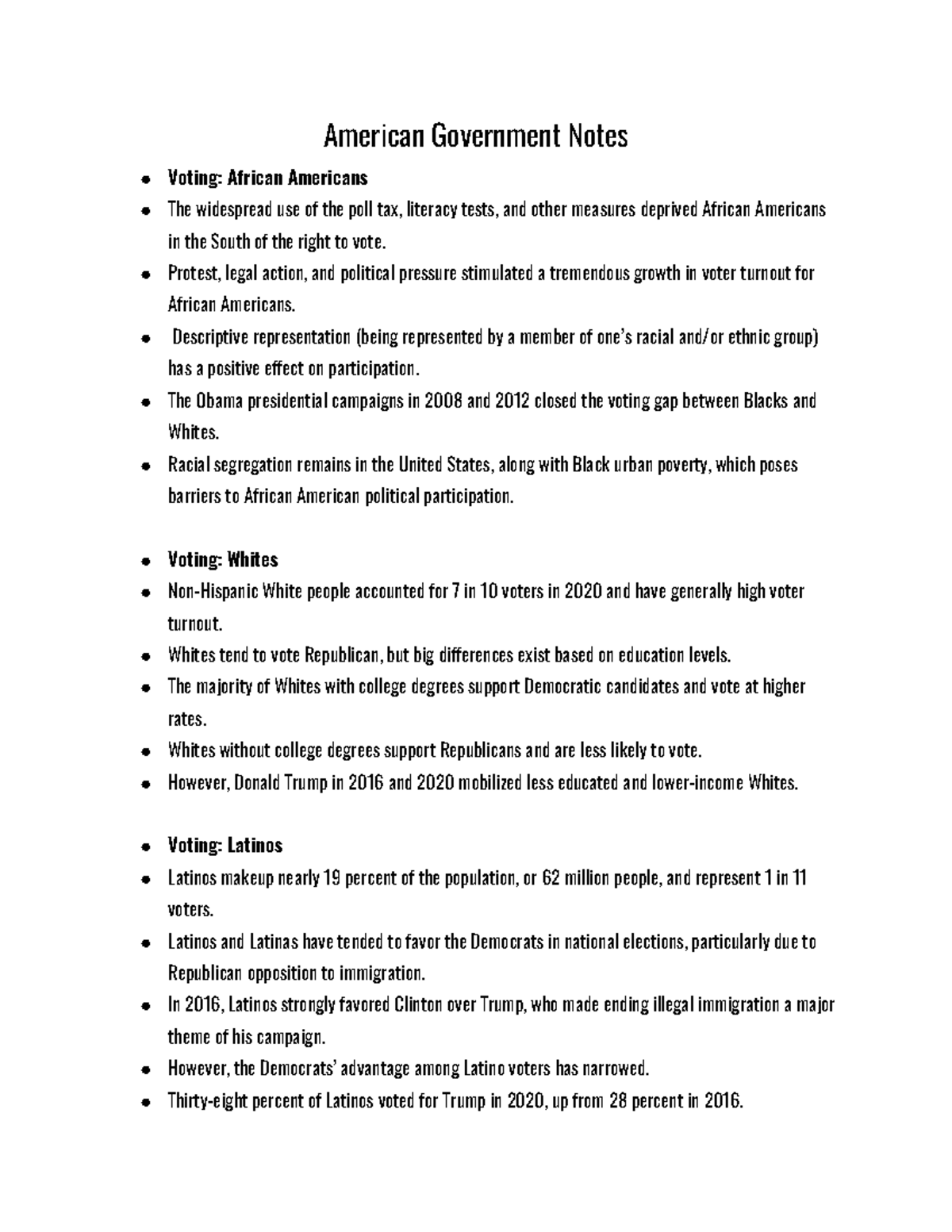 Government Notes - American Government Notes Voting: African Americans ...