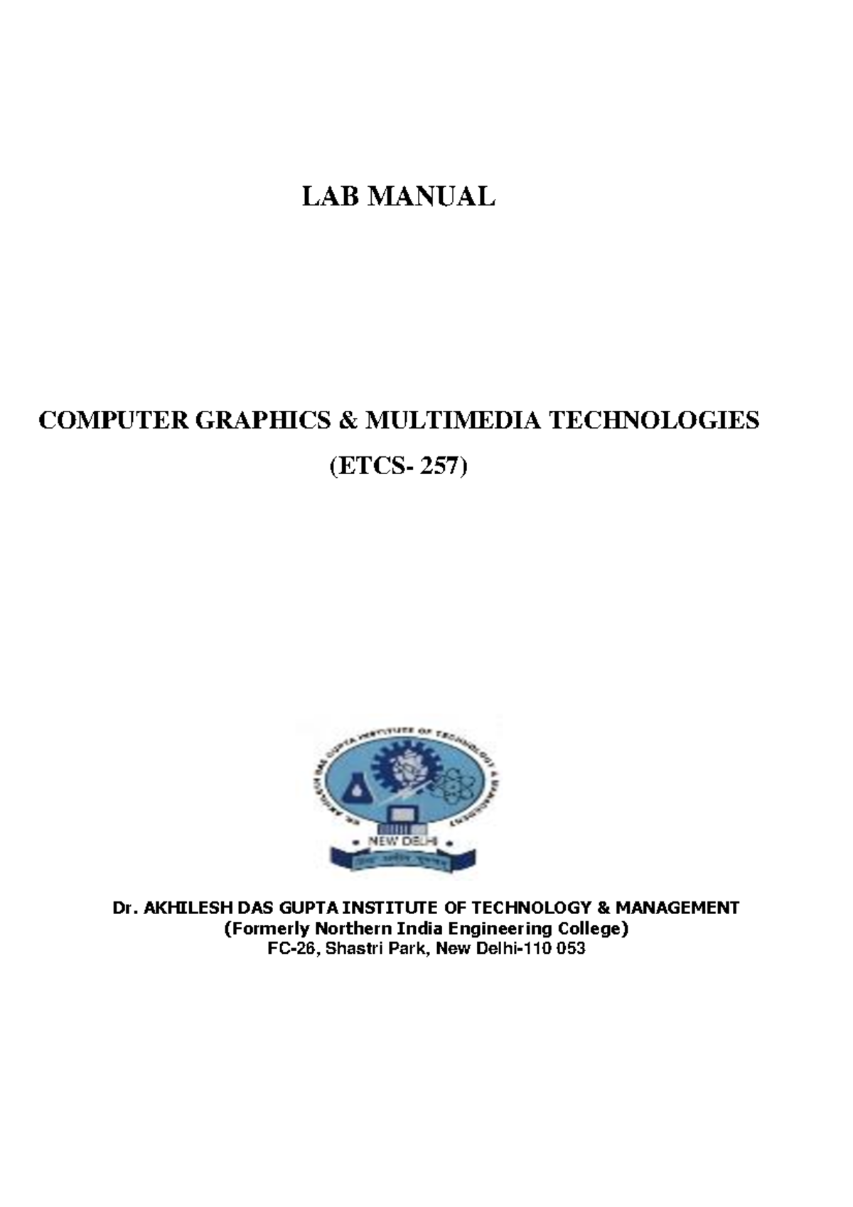 CGMM ETCS 257 Lab Manual FOR FACULTY MEMBER - LAB MANUAL COMPUTER ...