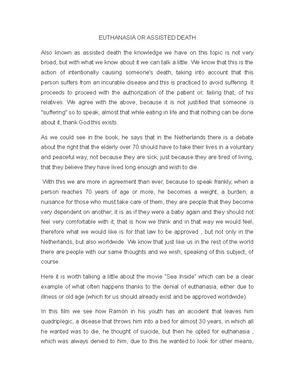 Assisted Death - EUTHANASIA OR ASSISTED DEATH Also known as assisted ...