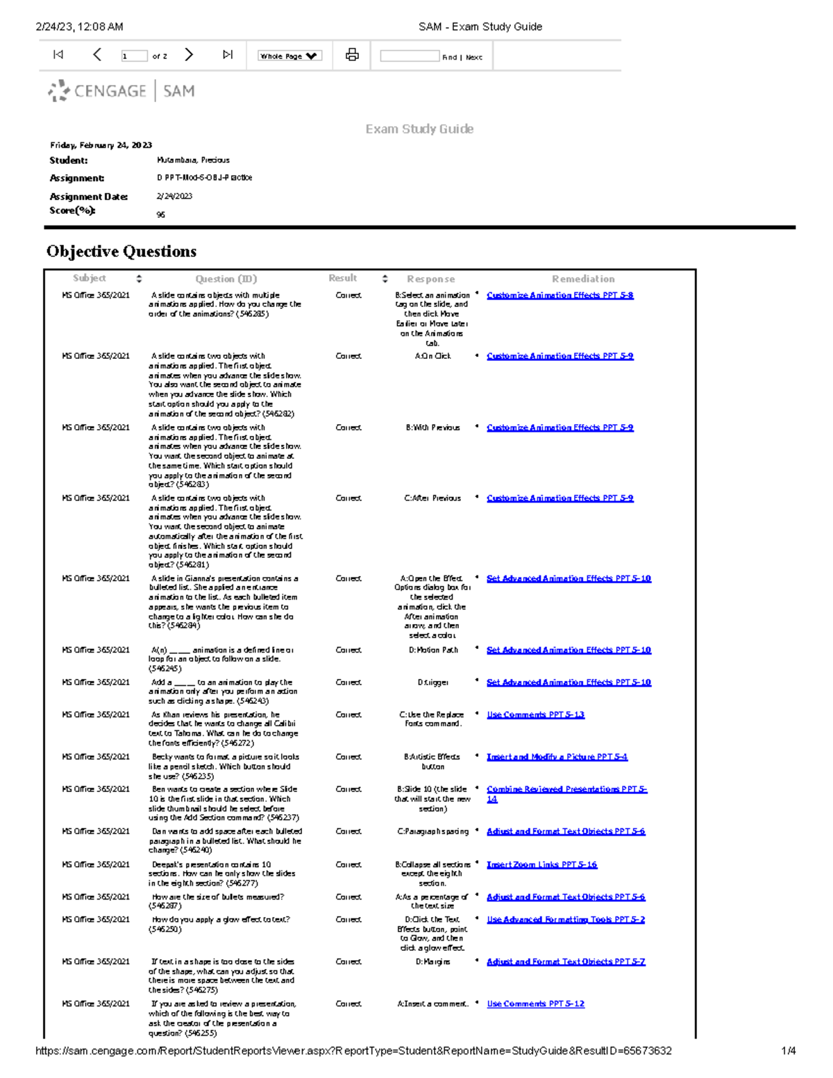 SAM - Exam Study Guide 5ppt.pdf 4 - A C 1 of 2 D B Whole Page I Find ...