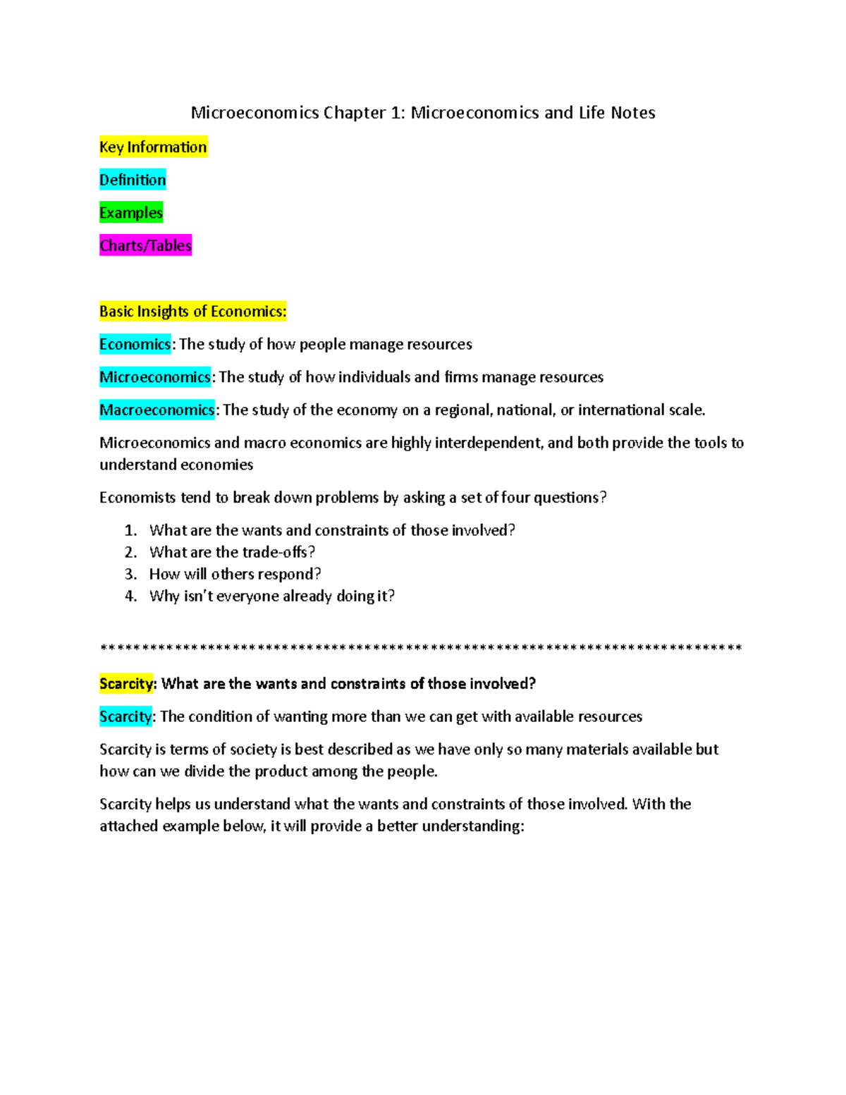 Microeconomics Chapter 1 - Microeconomics and macro economics are ...