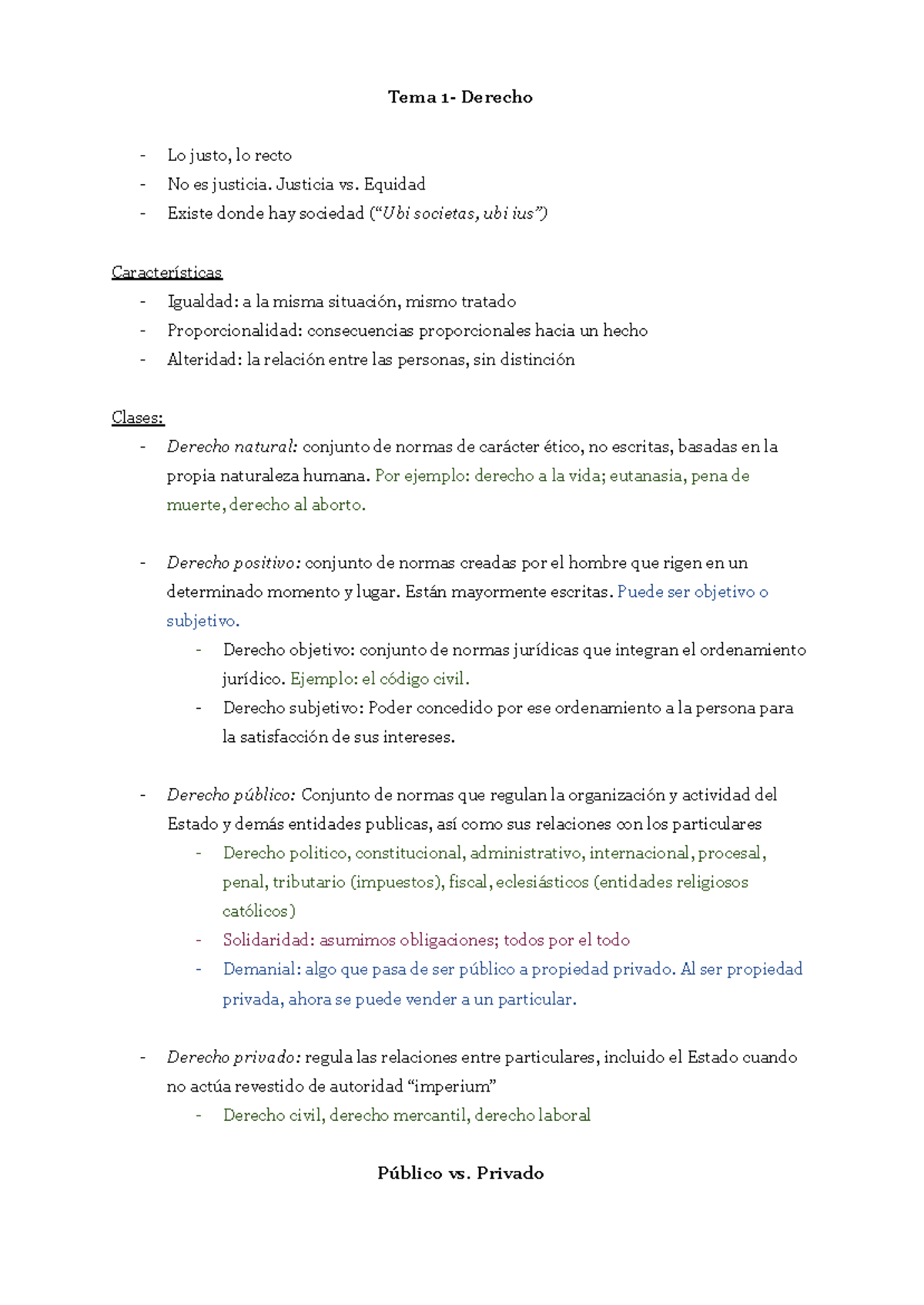 Derecho civil - Apuntes - Tema 1- Derecho Lo justo, lo recto No es ...