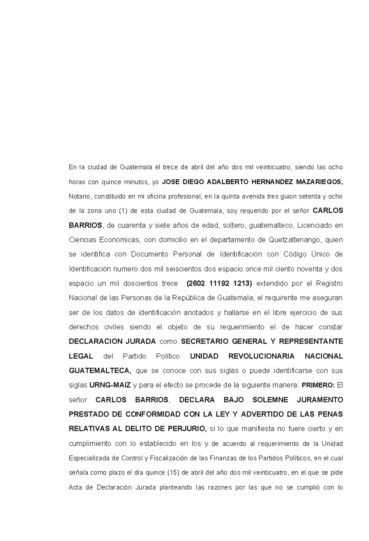 ACTA NOT Declar. JUR. Auditoria TSE - En la ciudad de Guatemala el ...