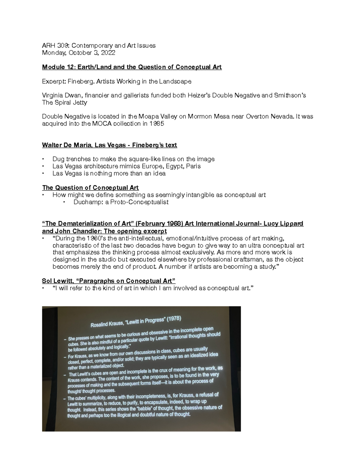 Module 12- Earth:Land and the Question of Conceptual Art - ARH 309: Contemporary and Art Issues ...