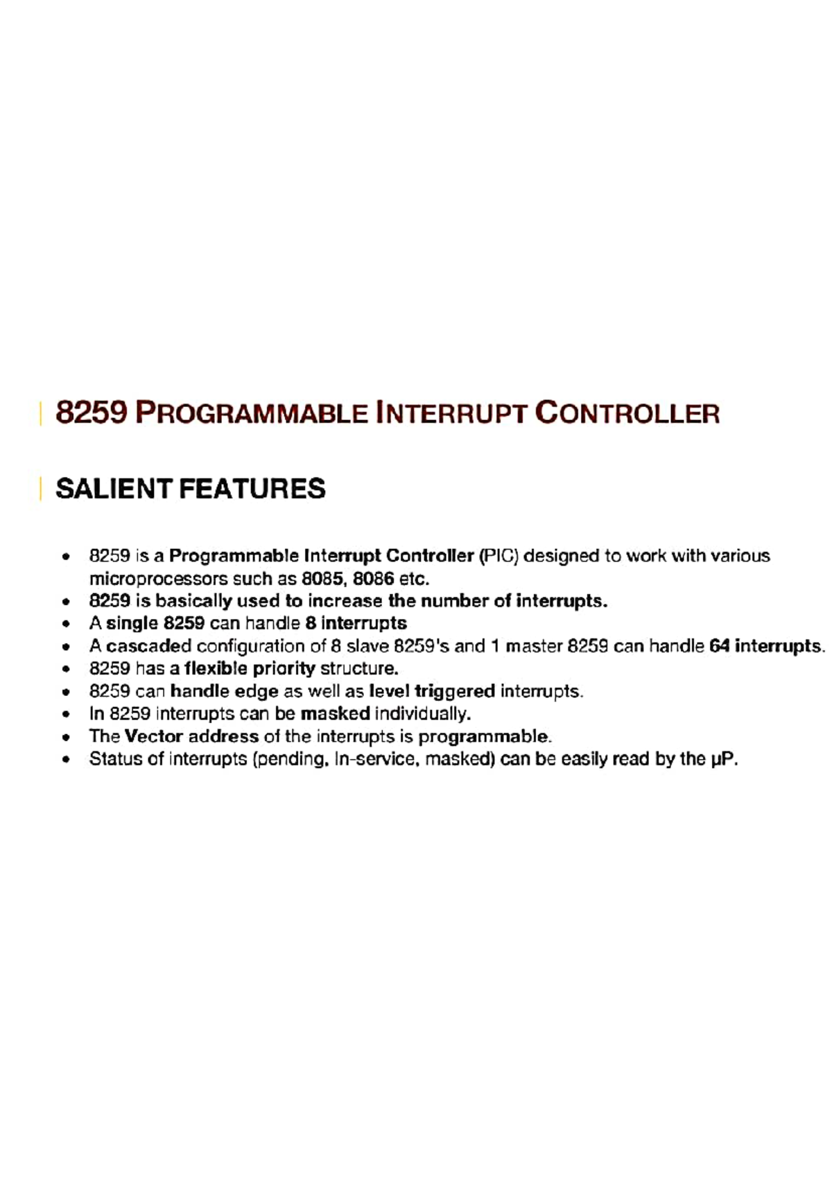 8259 architecture +Interfacing and Designing - B.Tech - Studocu