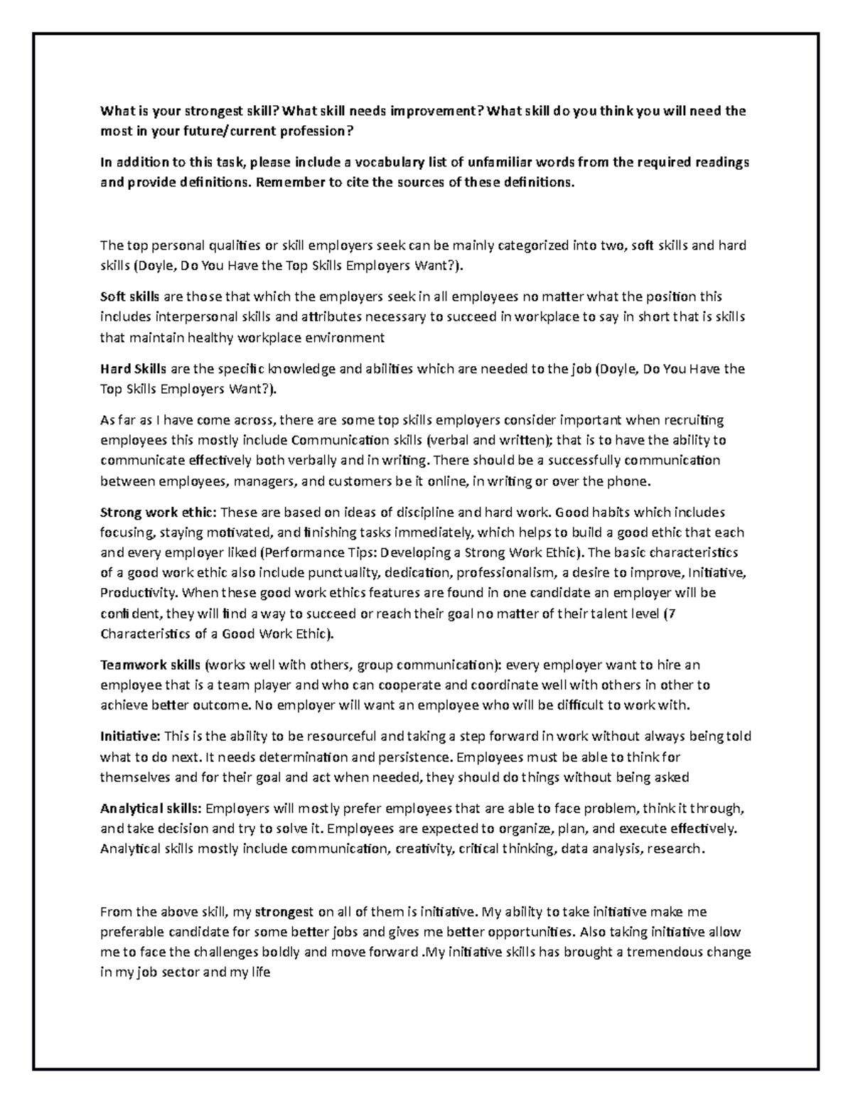 Learning Journal unit 1 - What is your strongest skill? What skill ...