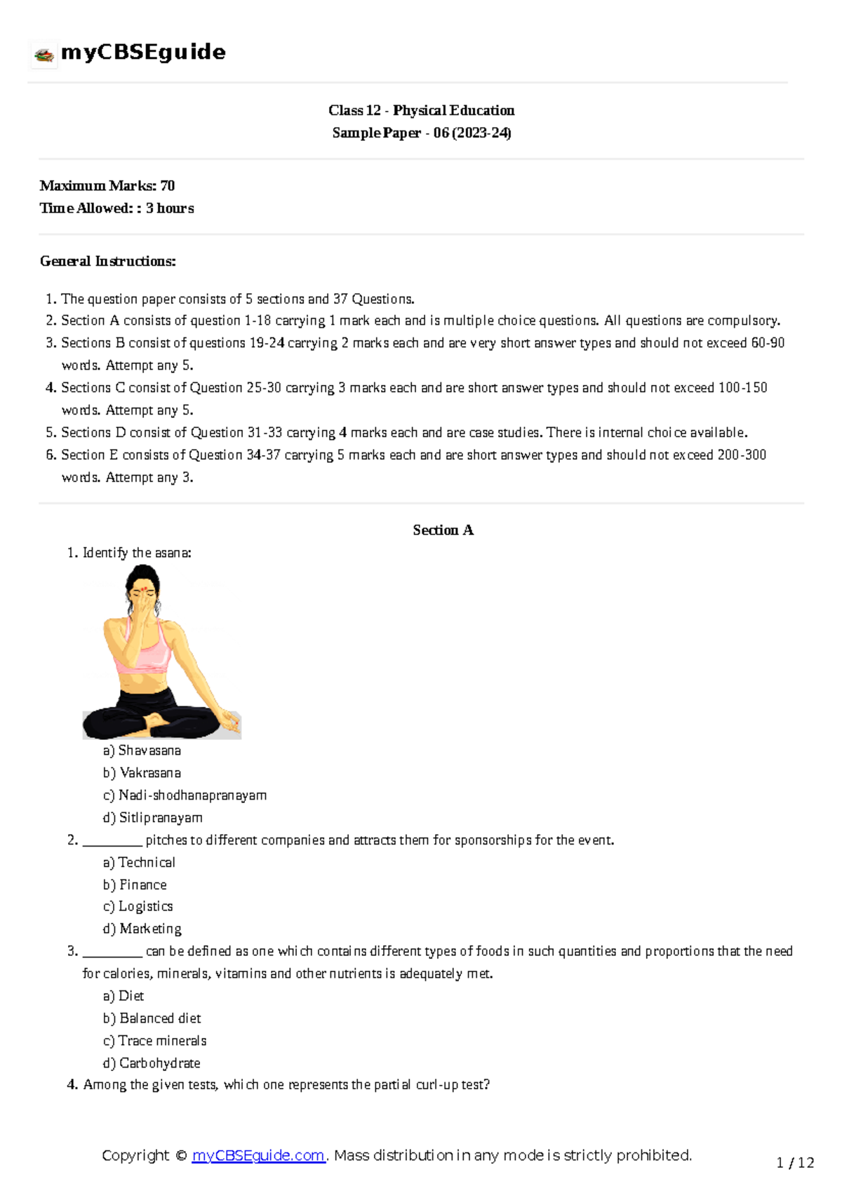 12 Physical Edu23 24sp06 - Class 12 - Physical Education Sample Paper ...