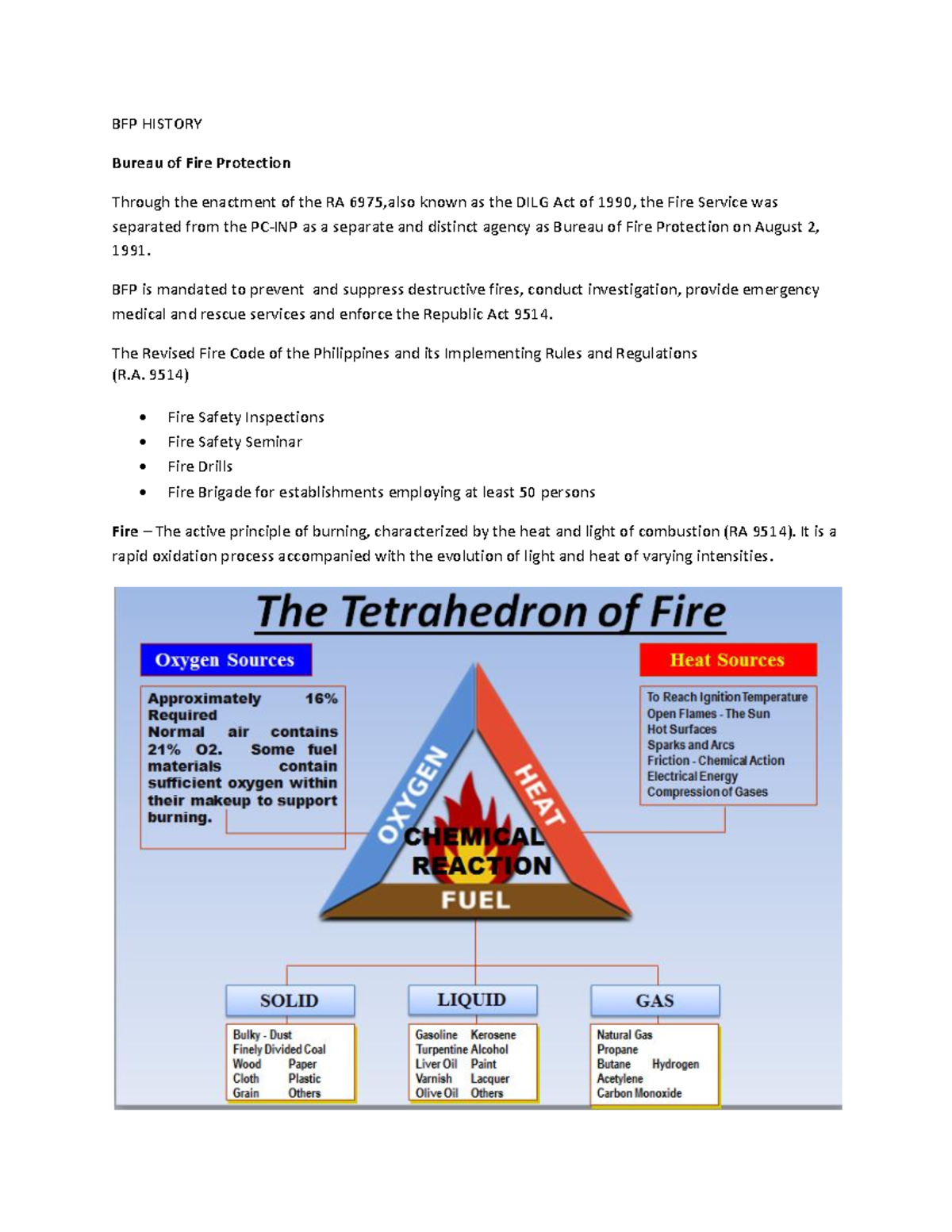 Bfp - BFP - BFP HISTORY Bureau of Fire Protection Through the enactment ...