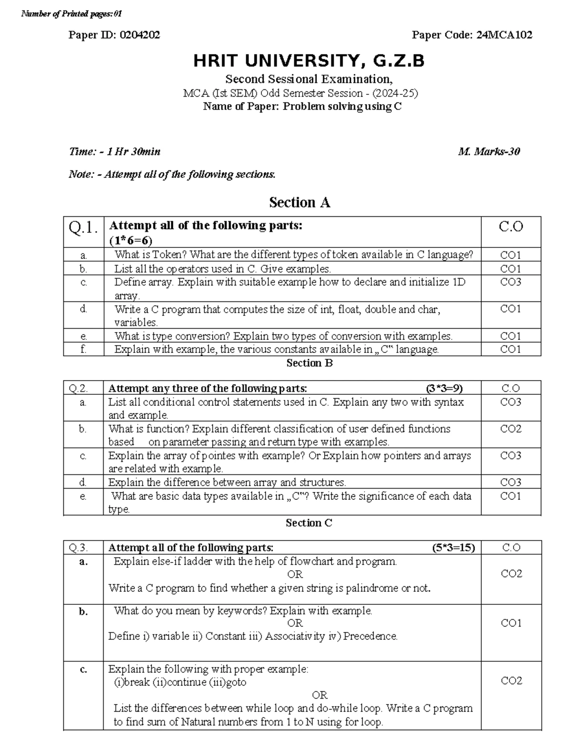 Bigdata 2nd sessional - For lecture - Number of Printed pages: Paper ID ...