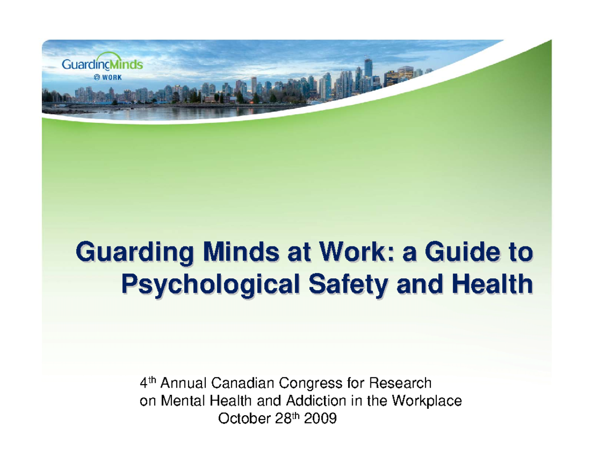 Guiding minds at work - Articles to reviews - Guarding Minds at Work: a ...