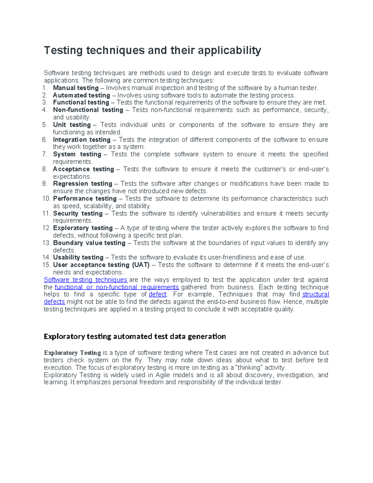 Unit 4 - SOFTWARE TESTING - Testing techniques and their applicability ...