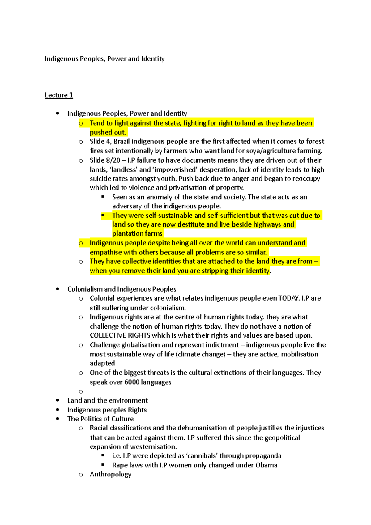 Indigenous peoples rights wk 1-5 - Indigenous Peoples, Power and ...