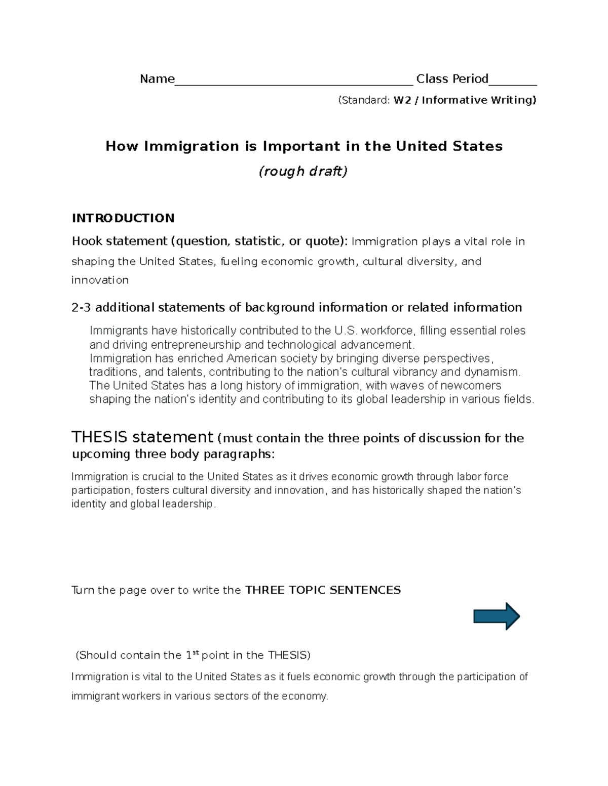 Writing Prompt How is Immigration Important to the U.S. Jamari - - Studocu