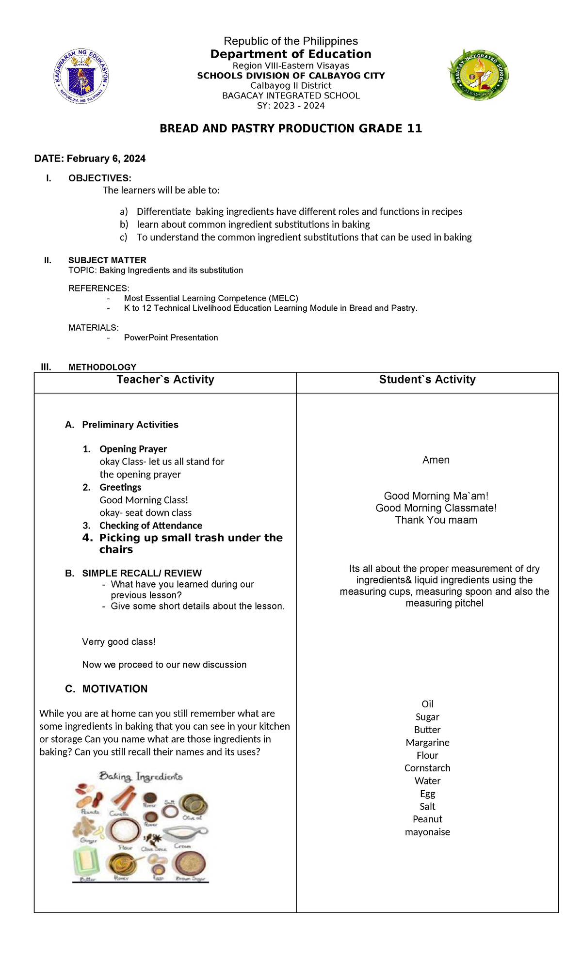 Bpp - 3 - BREAD AND PASTRY PRODUCTION GRADE 11 Republic of the Philippines Department of ...