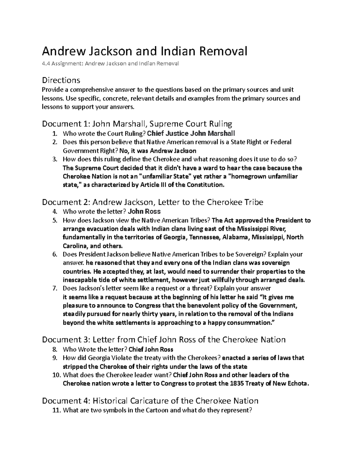 4.4 Andrew Jackson and Indian Removal - Use specific, concrete ...