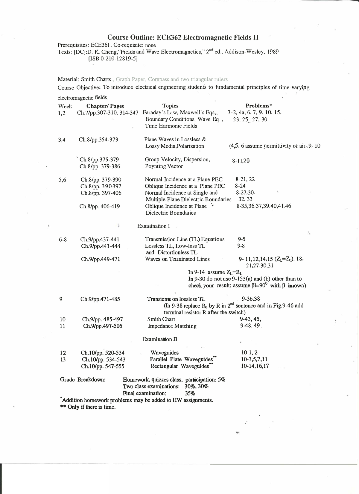 ECE 362 Course Outline Summer 2020 - , • I Course Outline: ECE362 ...