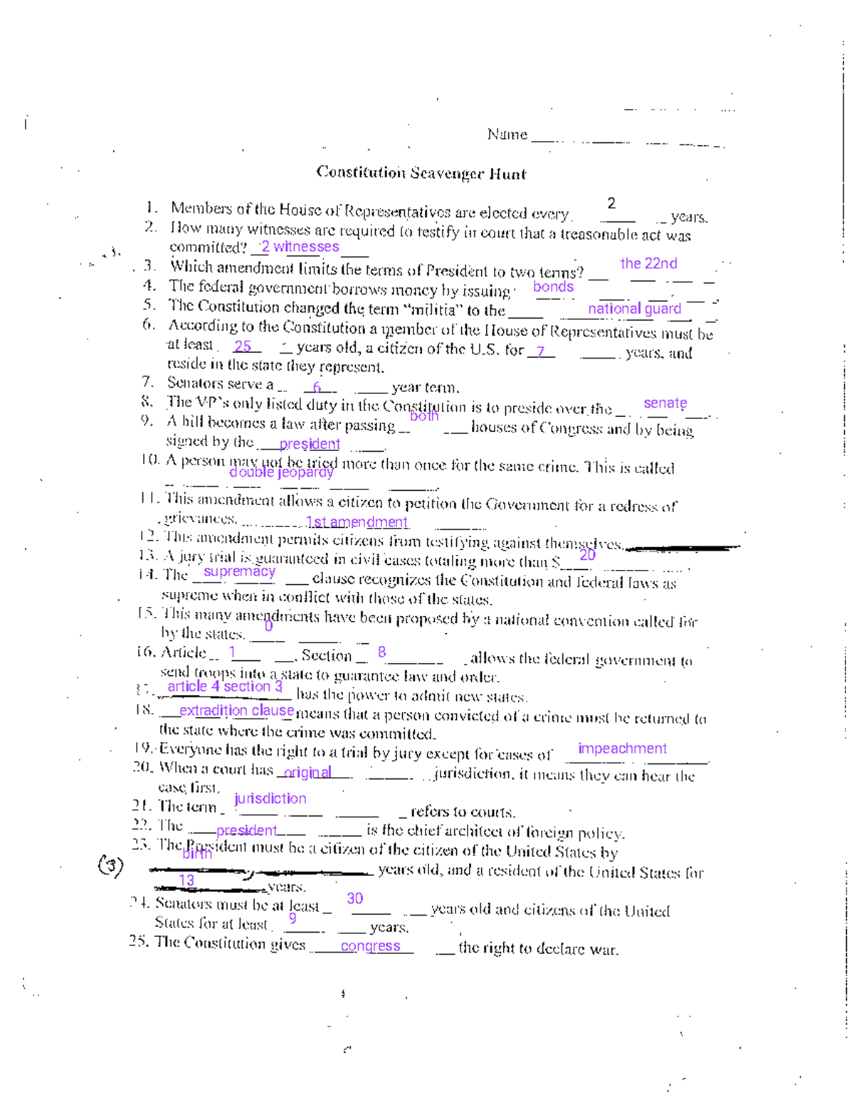 Kami Export - Constitution Scavenger Hunt - Studocu