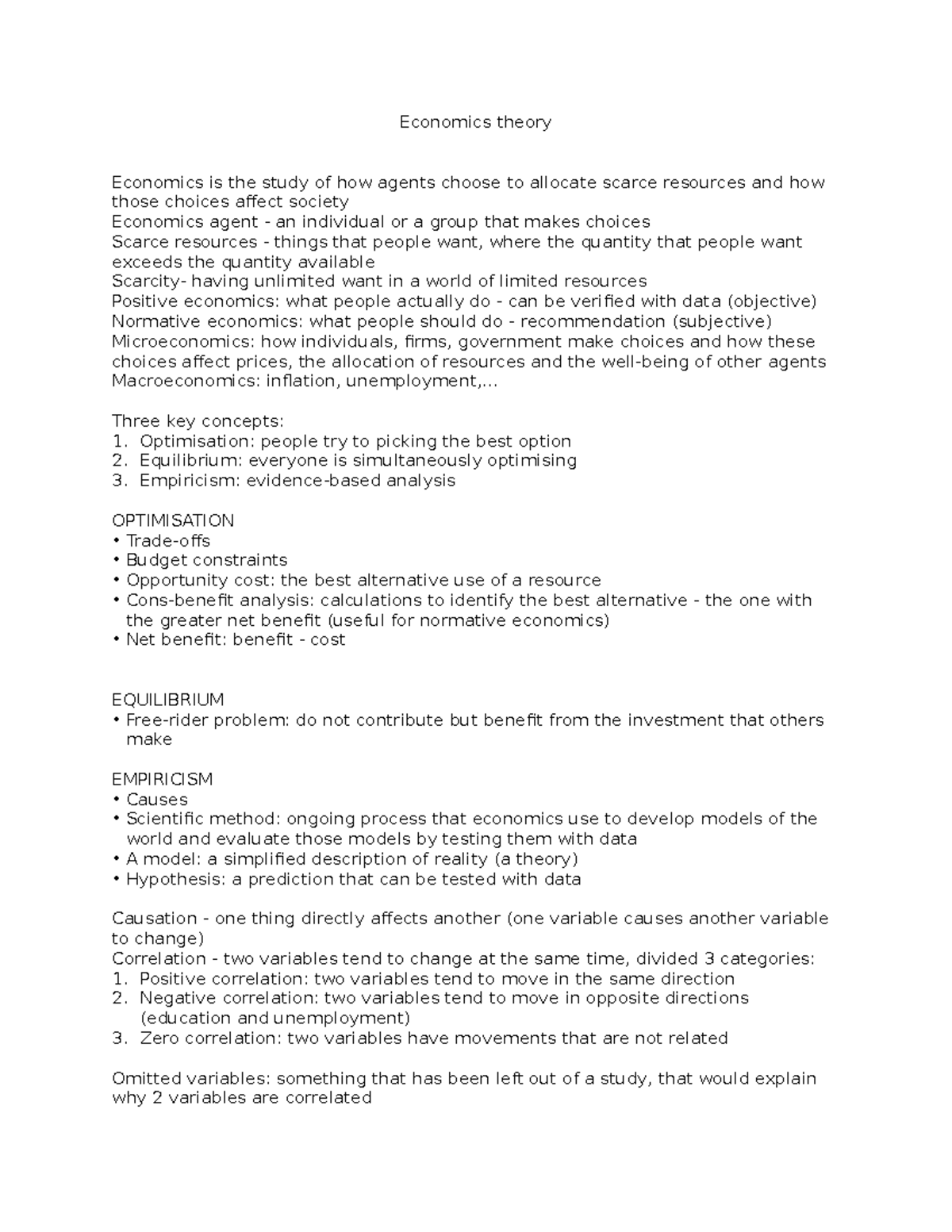 Economics theory - Economics theory Economics is the study of how ...