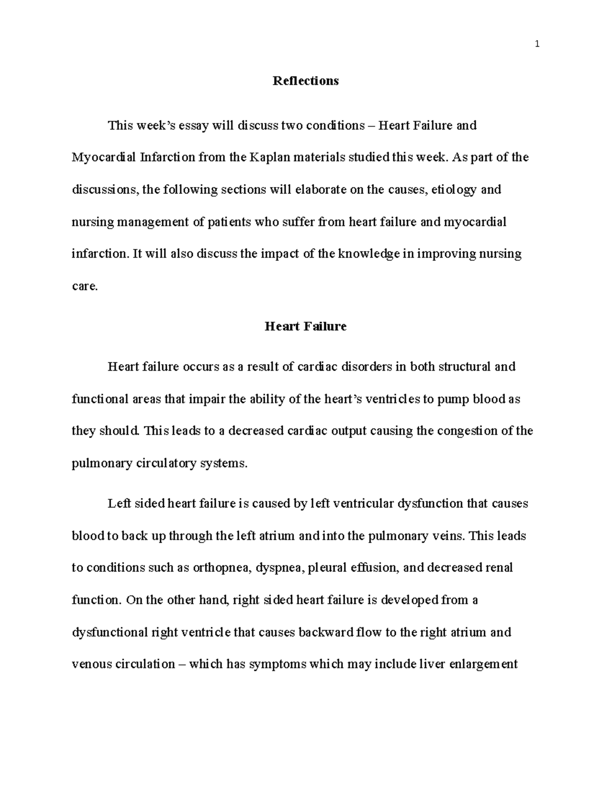 Heart Failure - Week 2 Assignment on Cardiac Respiratory and ...