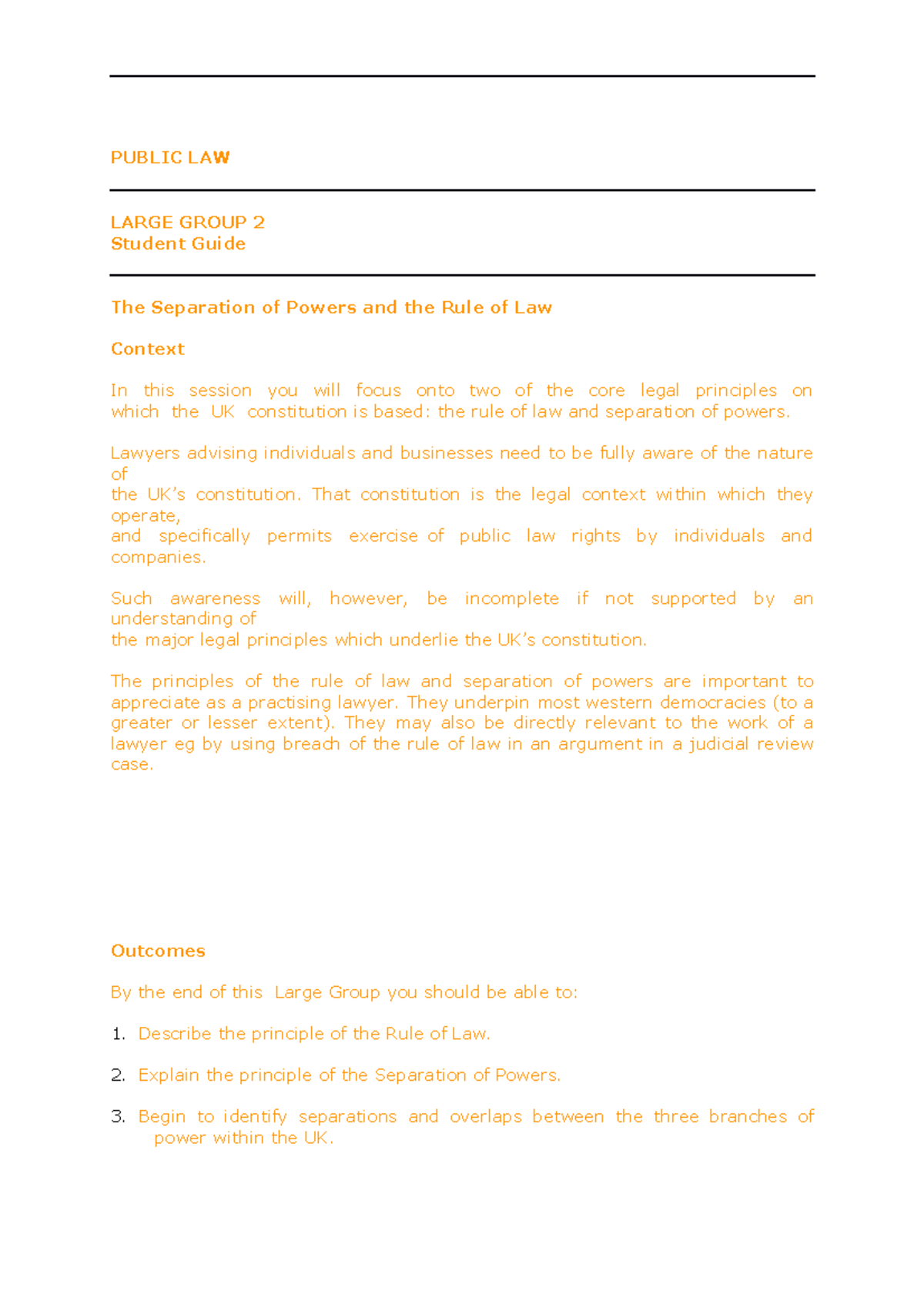 The Separation of Powers and the Rule of Law - PUBLIC LAW LARGE GROUP 2 ...
