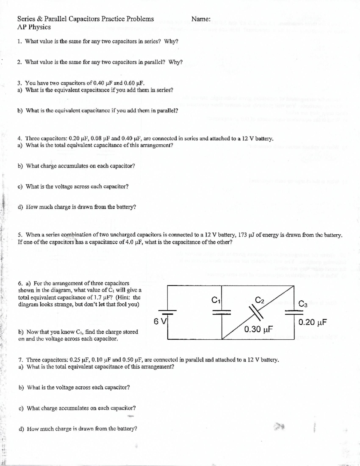 Phys 1402 Capacitors in Circuits Problems - PHYS 1402 - Studocu