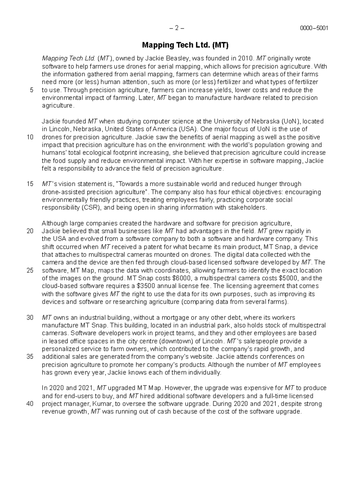Case study-Mock exam - The document represents a case study for an IB ...