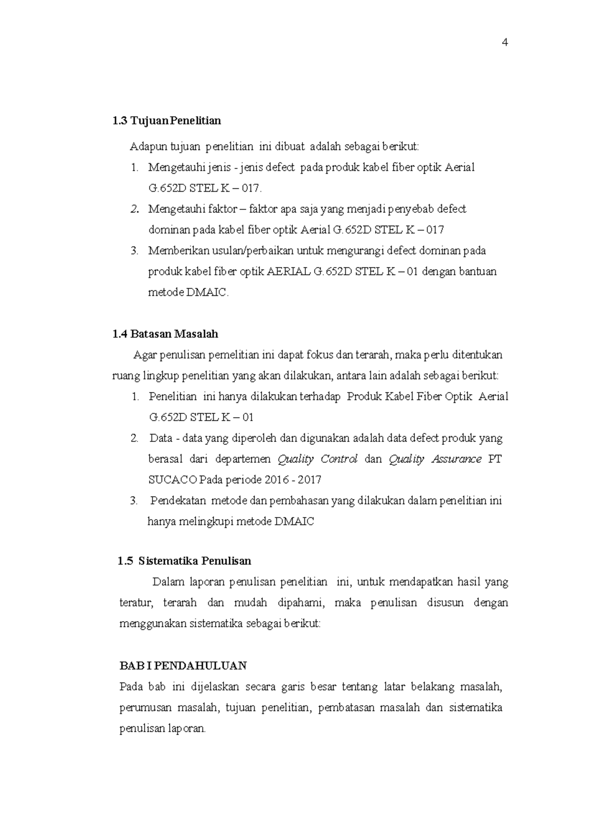 Analisa Pengendalian Kualitas Untuk Mengurangi Defect Produk PADA Kabel ...