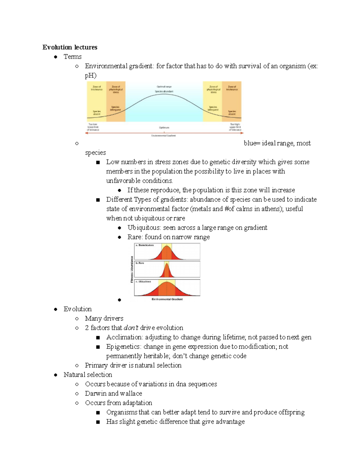 Module 3 evolution - Lecture notes from EHSC 3060 with professor Zimeri ...
