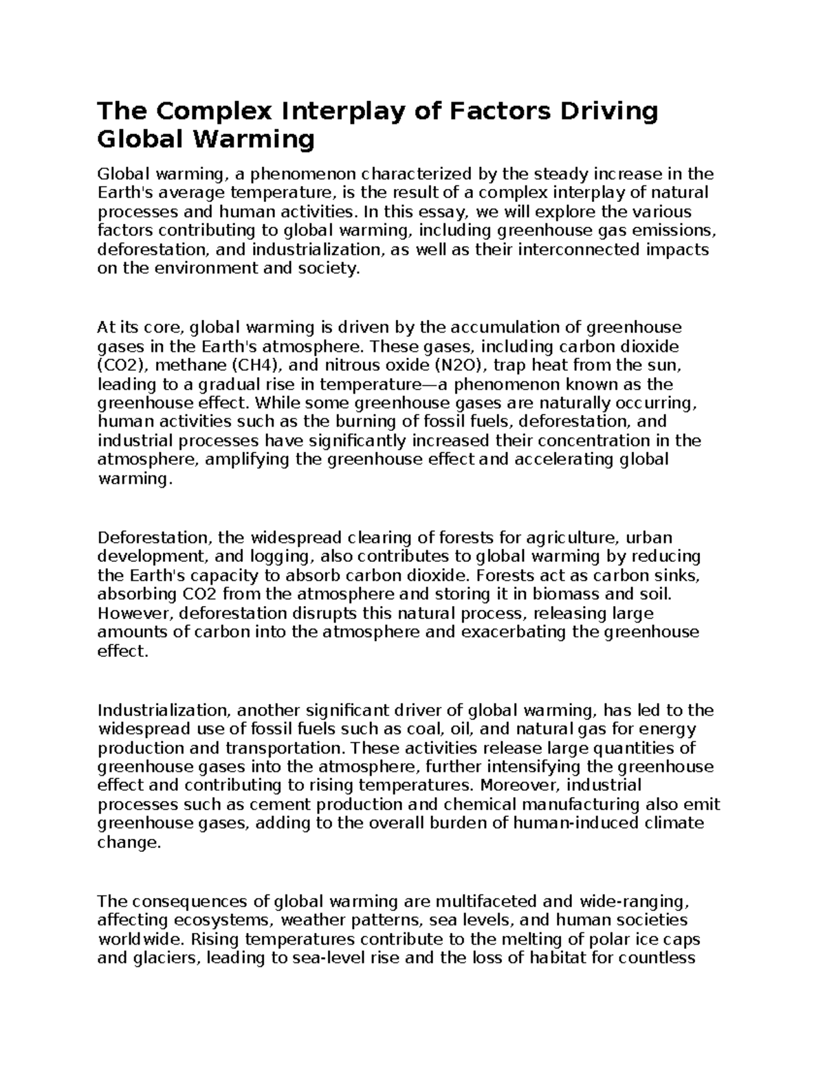 The Complex Interplay of Factors Driving Global Warming - The Complex ...