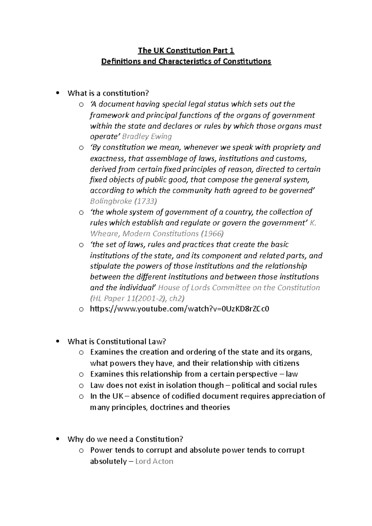 Definitions and Characteristics of Constitutions - Wheare, Modern ...