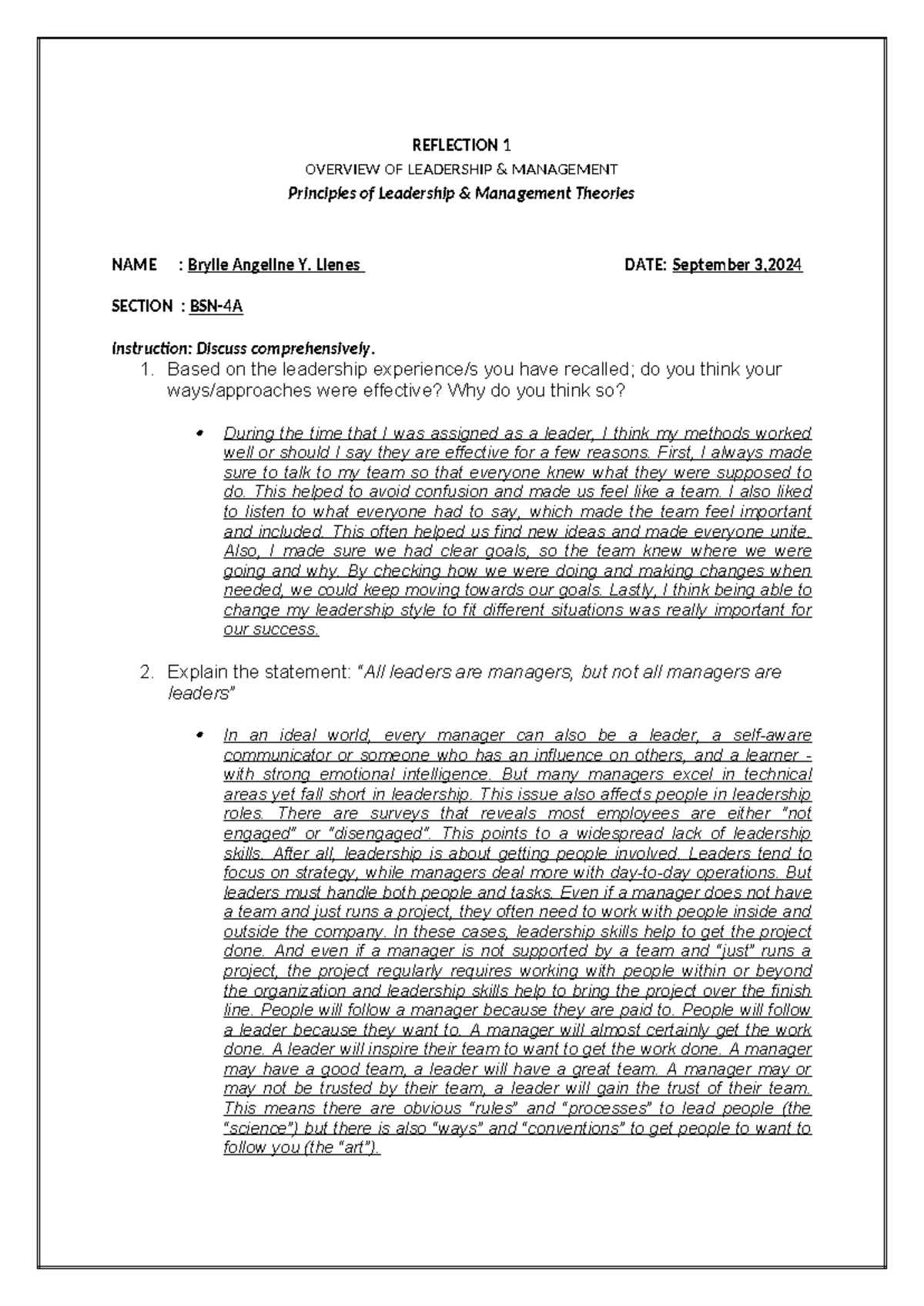 Reflection-1-Principles-of-L-M 085712 - REFLECTION 1 OVERVIEW OF ...