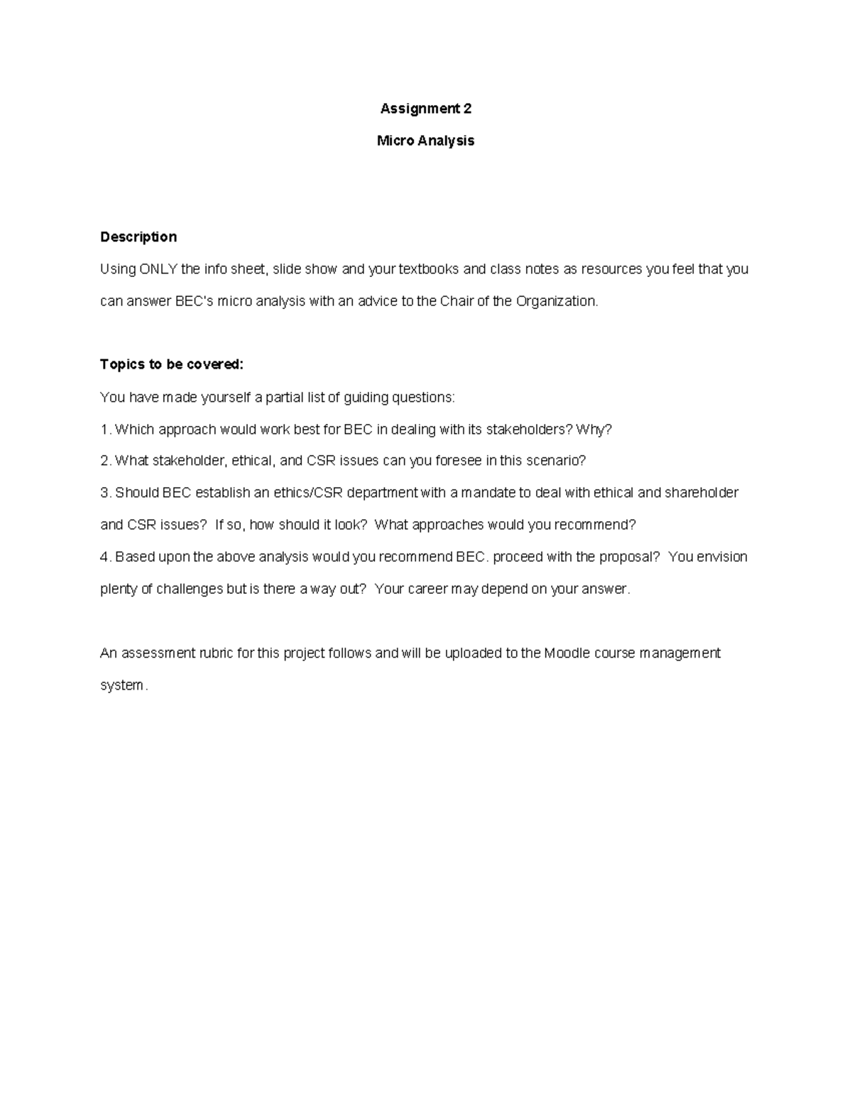 Assignment Info Sheet - aaaaa - Assignment 2 Micro Analysis Description ...