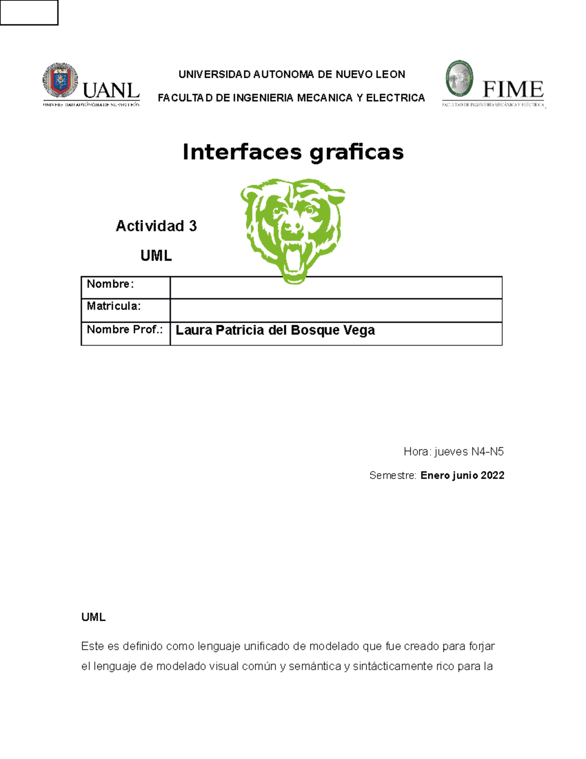 Actividad 3 UML - En este se nos pide un resumen de lo que es el UML ...