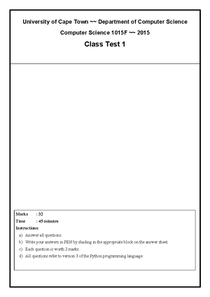 CSC1015F 2022 Test1 - Python - CSC1015F - Studocu