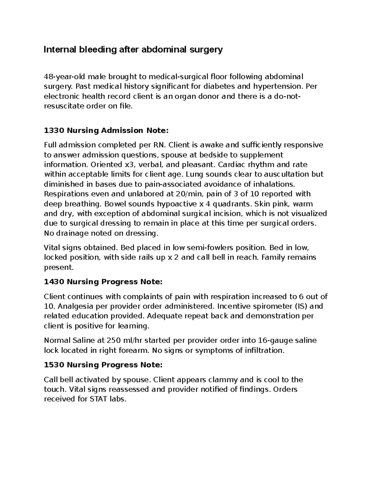 Internal bleeding after abdominal surgery - Internal bleeding after ...