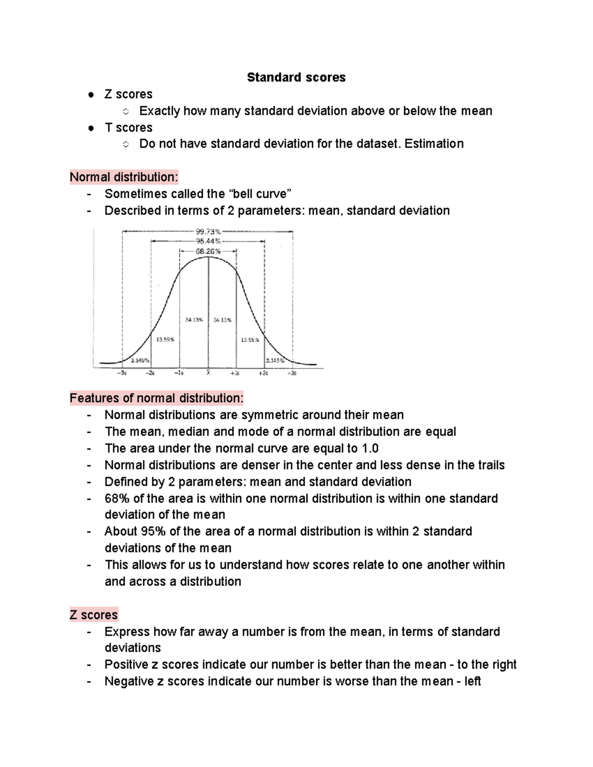 KIN 369 standard scores and graphs - Standard scores Z scores Exactly ...