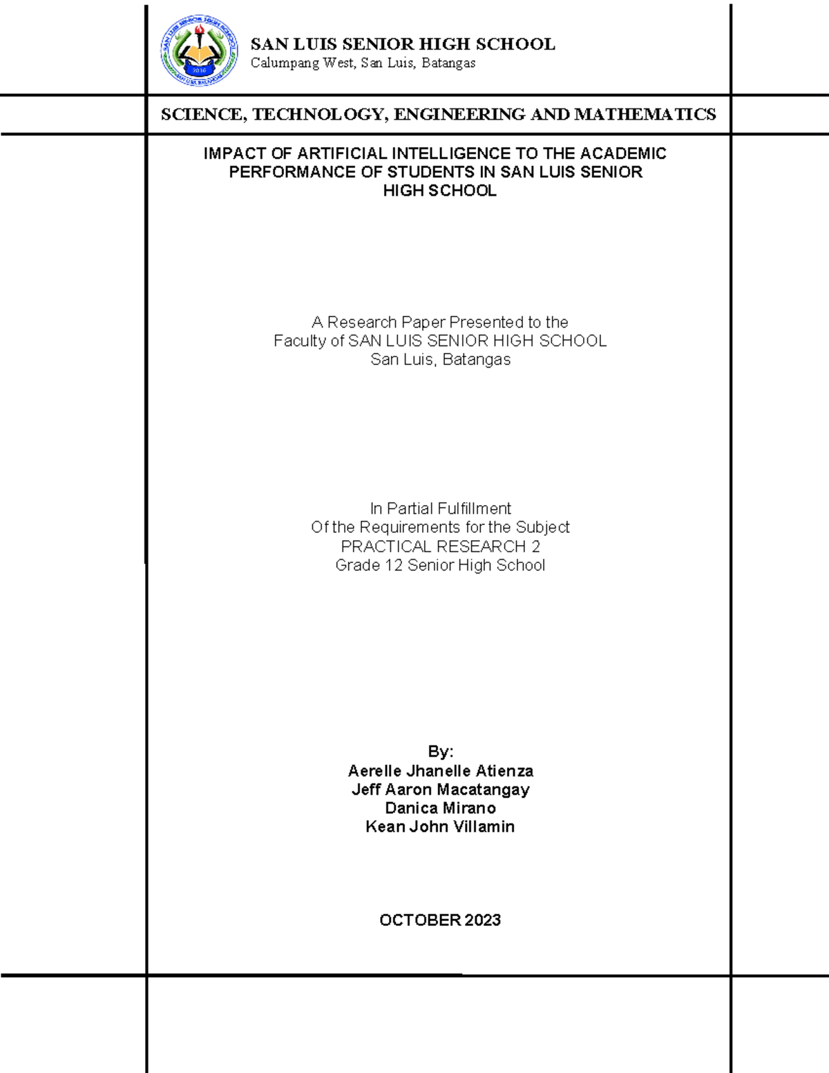 Research - Background of the Study Artificial Intelligence (AI) is ...