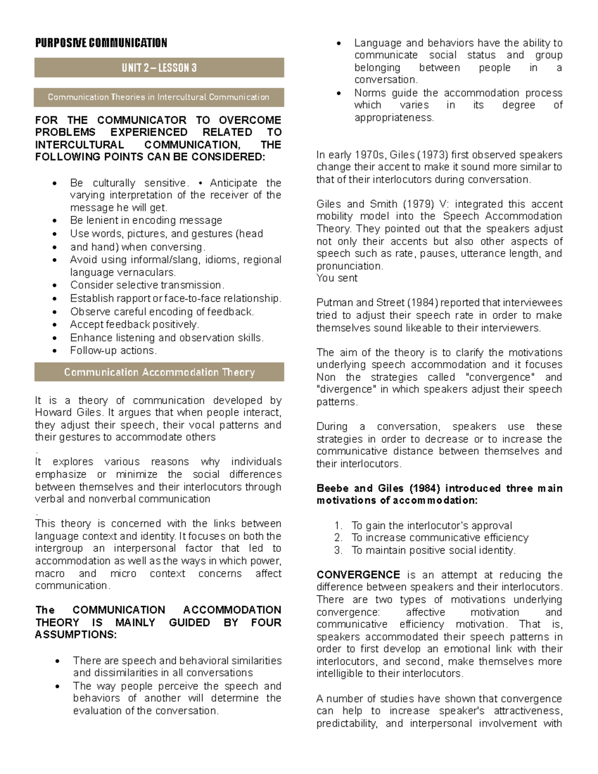 L3 - UNIT 2 PURCOM - PURPOSIVE COMMUNICATION FOR THE COMMUNICATOR TO ...