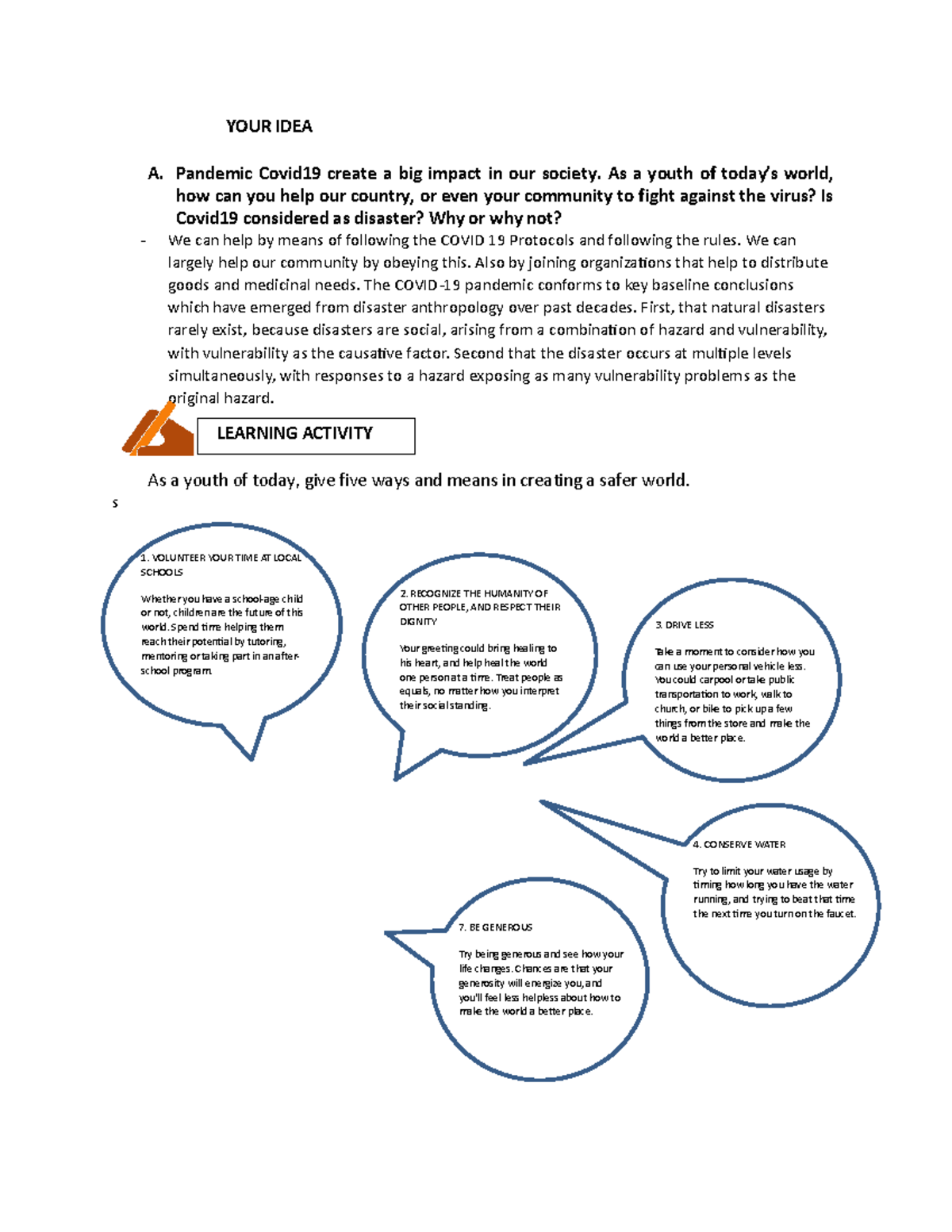 Module III Lesson 4 Activity - YOUR IDEA A. Pandemic Covid19 create a ...