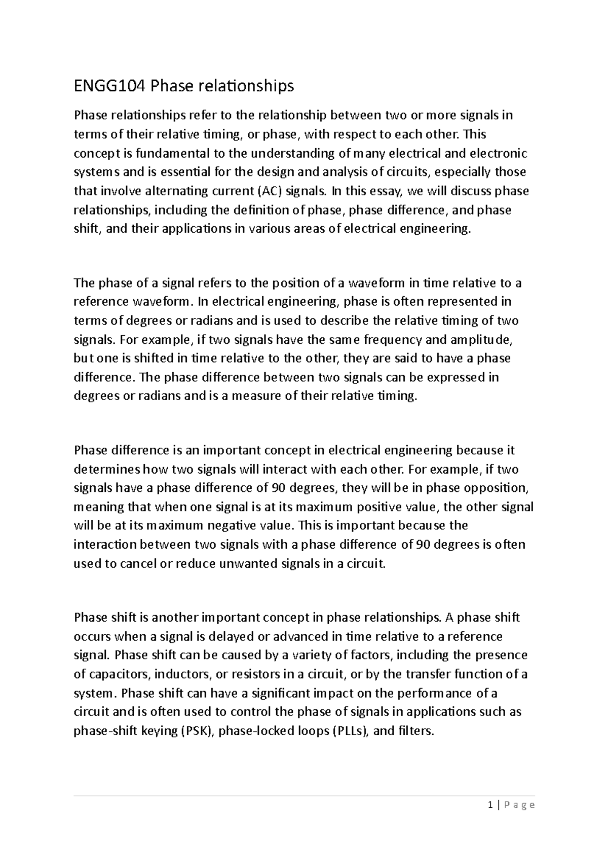 ENGG104 Phase relationships - ENGG104 Phase relationships Phase ...
