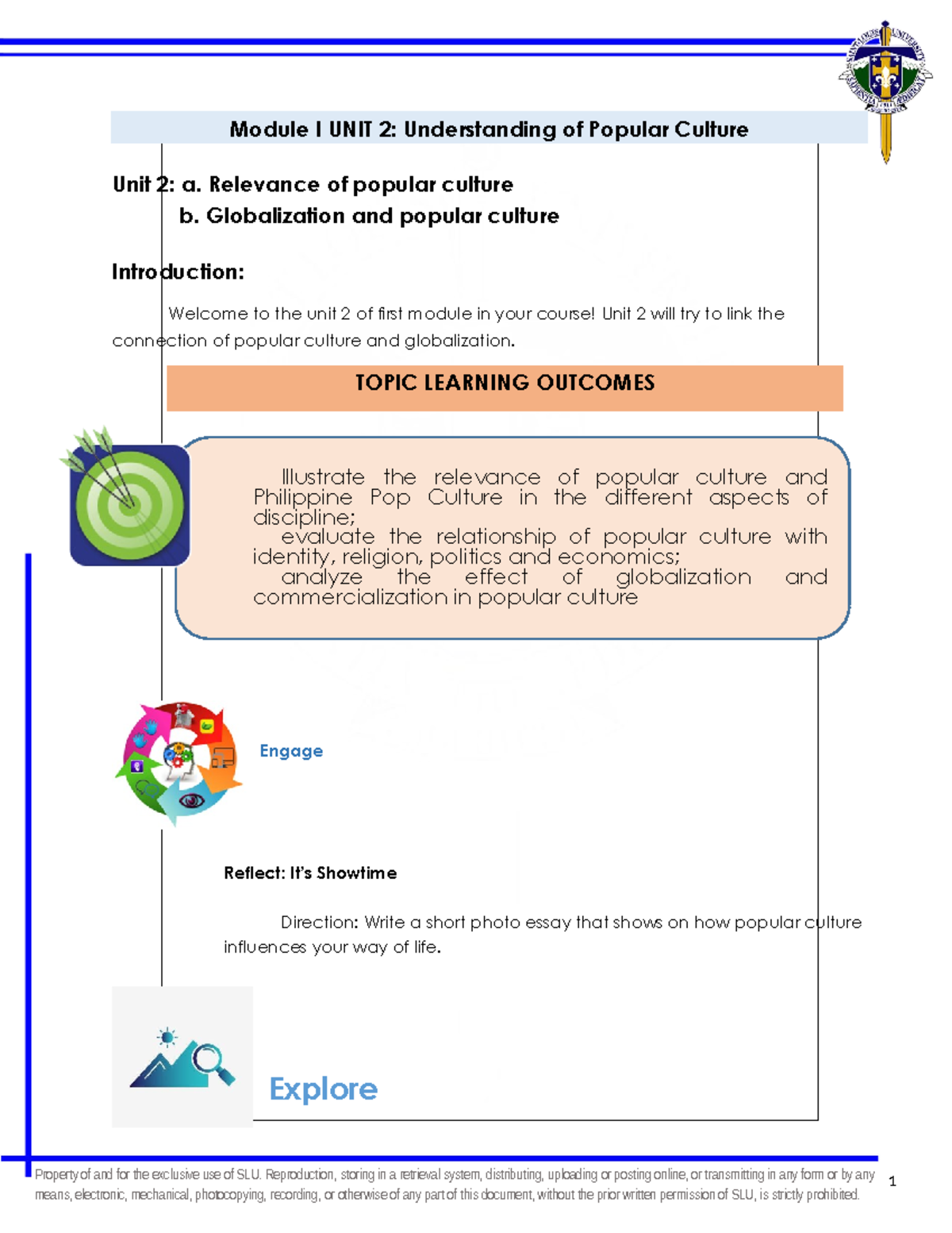Module 1 UNIT 2 - Property of and for the exclusive use of SLU ...