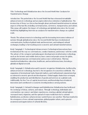 Unit 9 Overview- Globalization - AP World History Unit 9 on the Exam ...