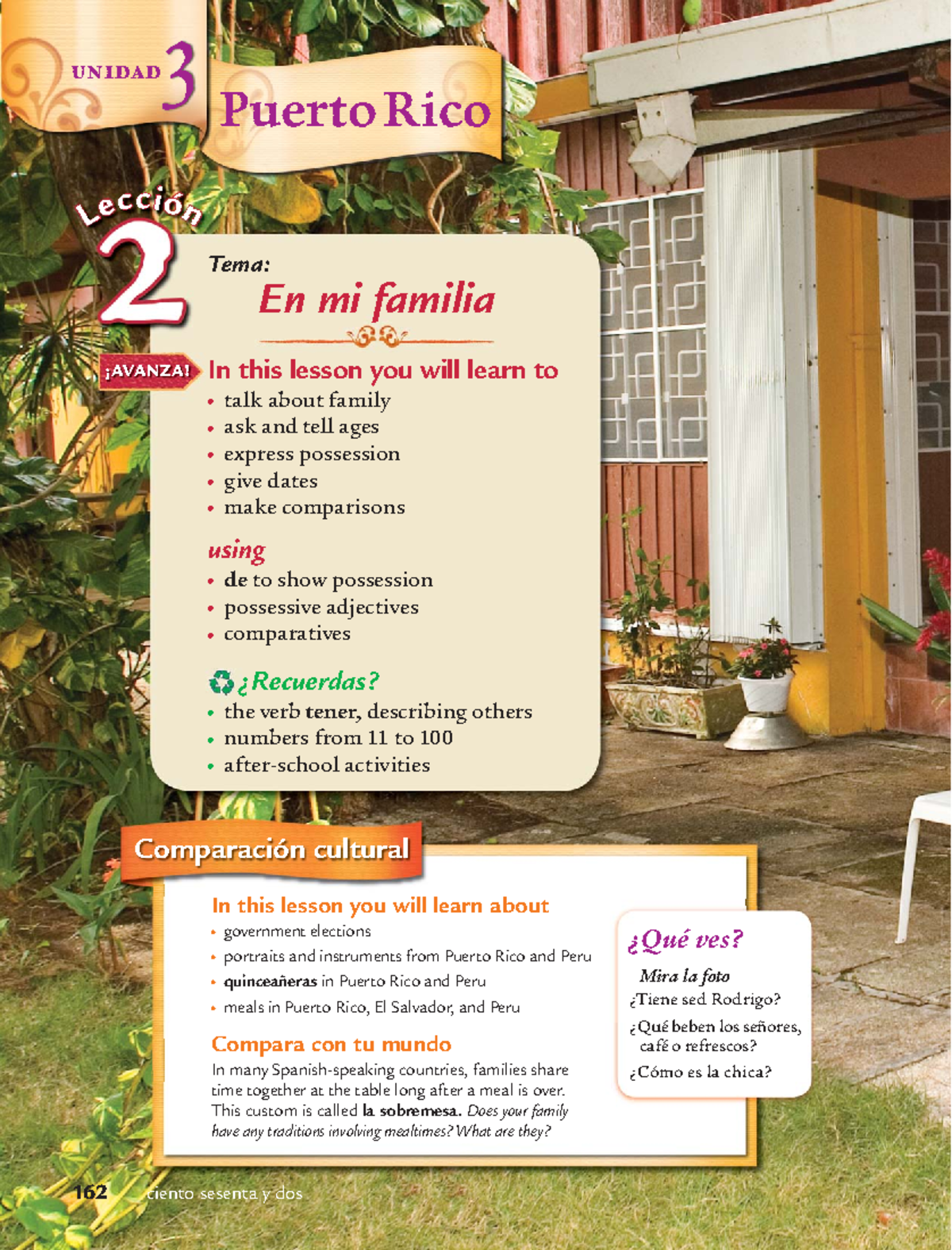 ¡Avancemos 1 - Lección 3 - U NIDAD 3 Puerto Rico 162 ciento sesenta y ...