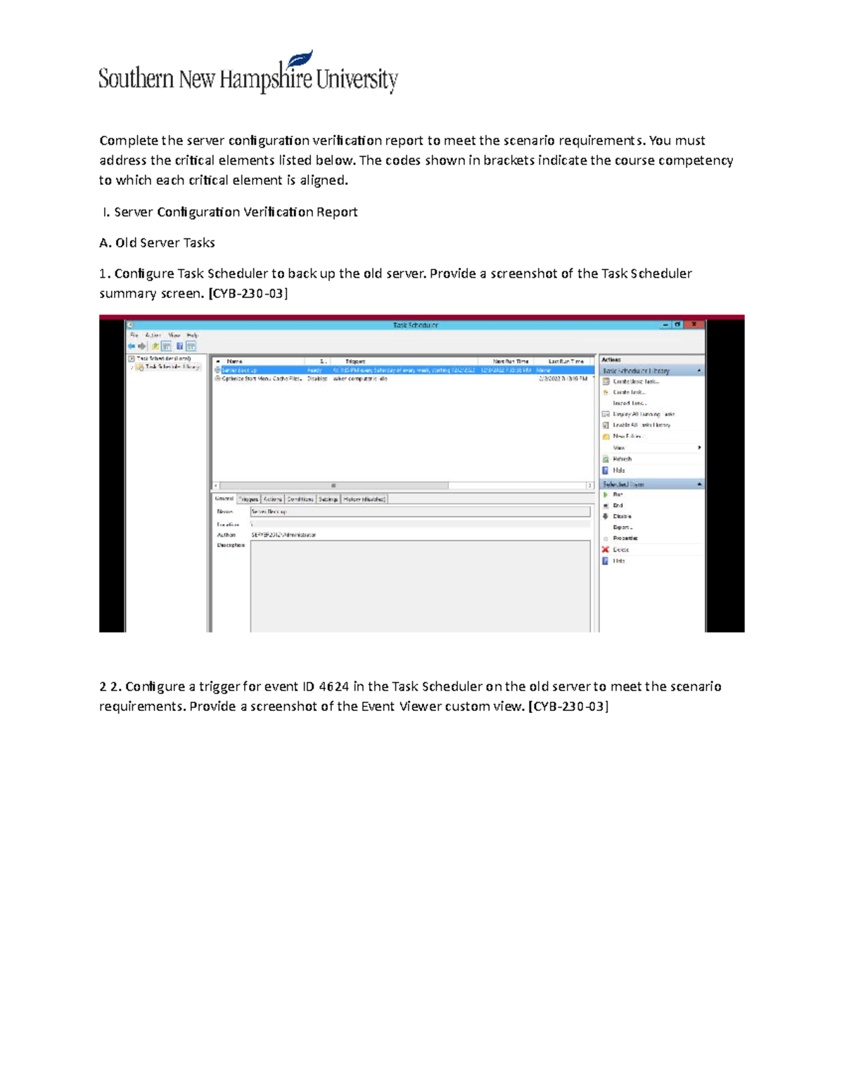 CYB - 230 Project 6-2 - Complete the server configuration verification report to meet the ...