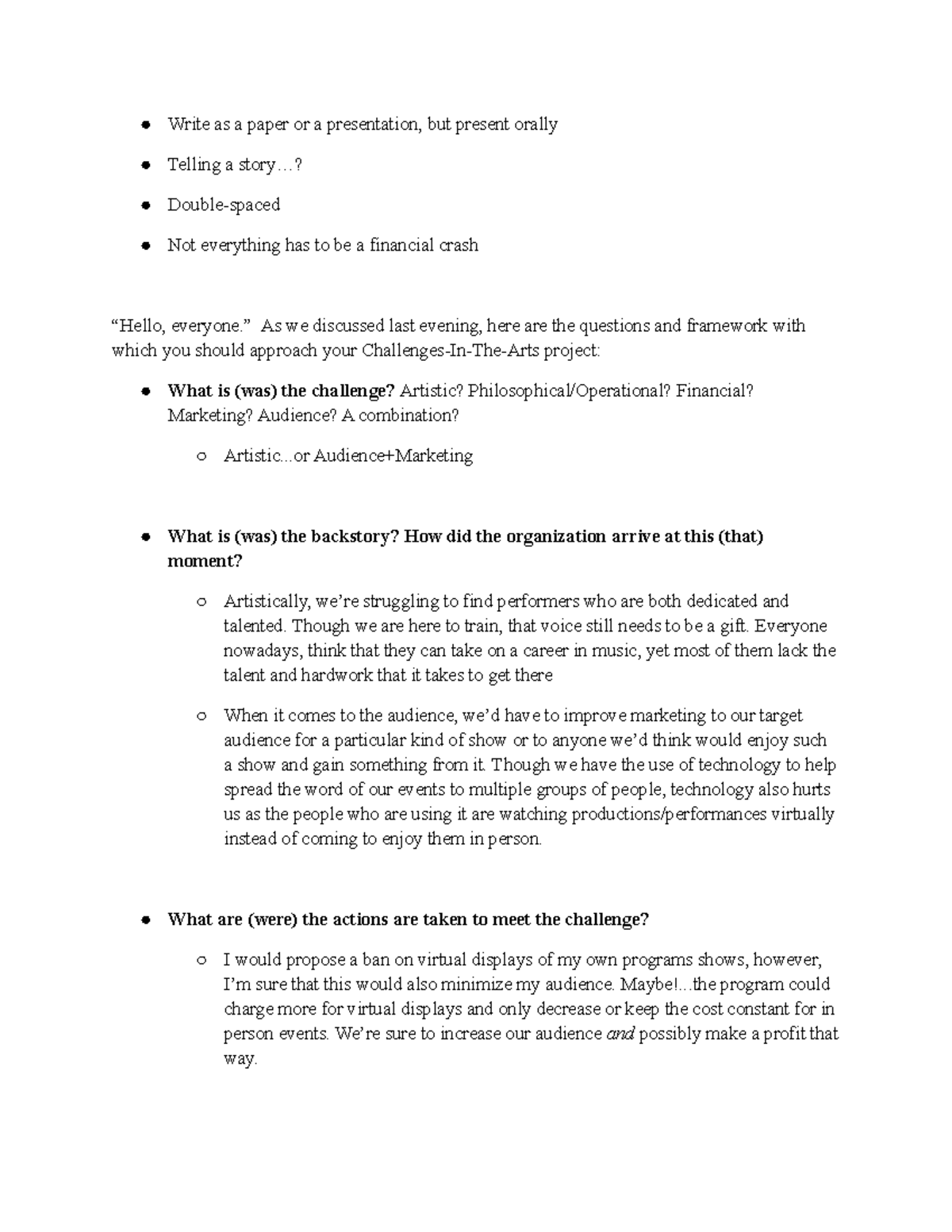 MUSC486- Challenges in the Arts Draft - Write as a paper or a ...