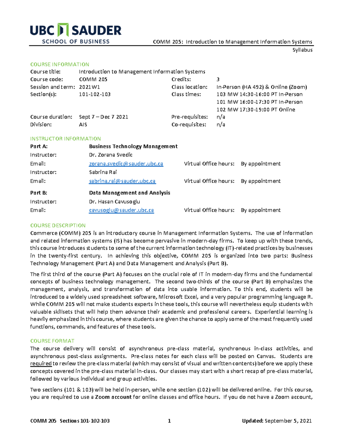 COMM205-Syllabus-2021W1 - Syllabus COURSE INFORMATION Course title ...