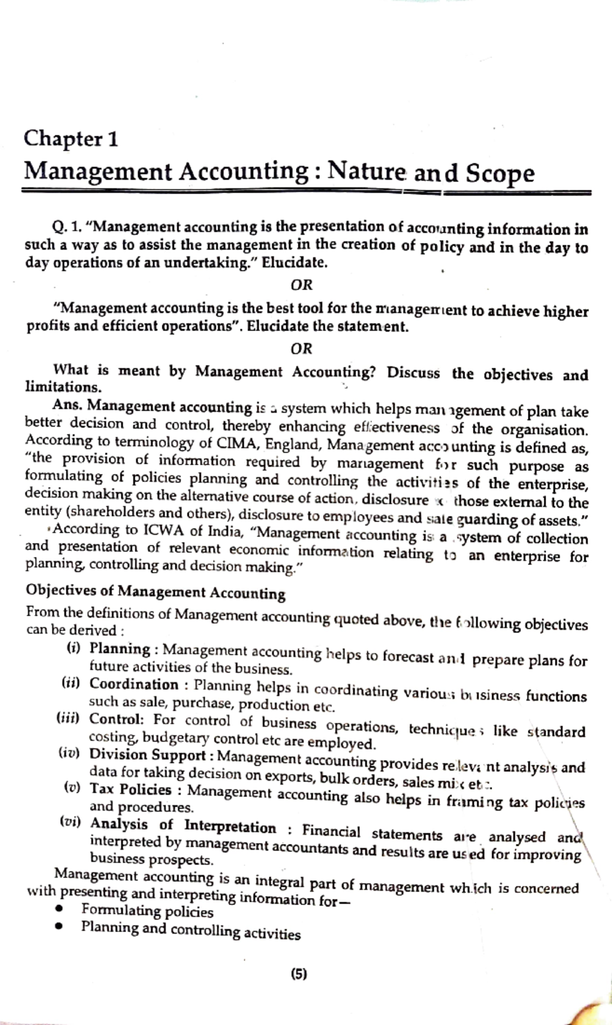 Chapter 1 Management accounting - "Management accounting is the ...