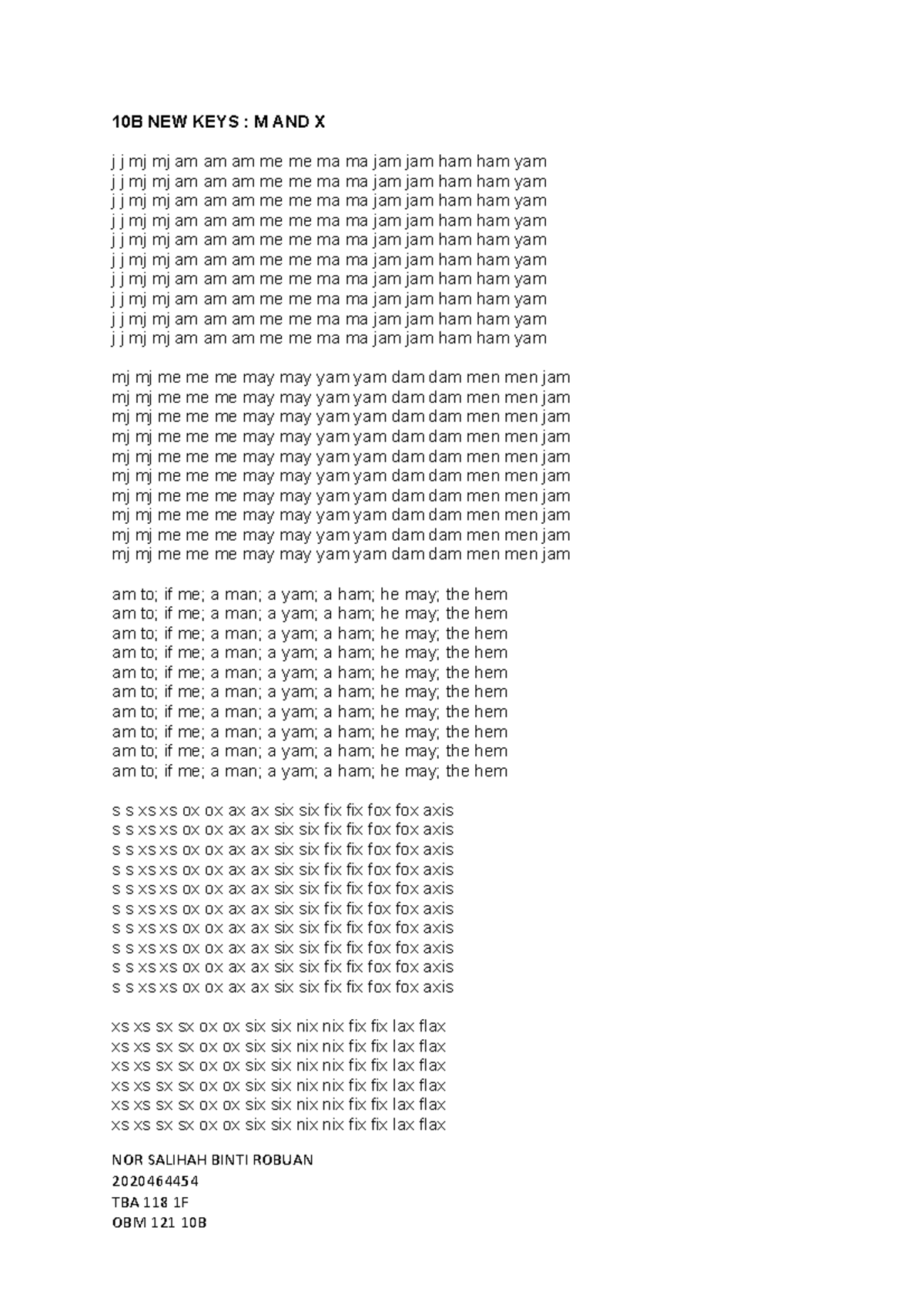 10B NEW KEYS - try - 10B NEW KEYS : M AND X j j mj mj am am am me me ma ...