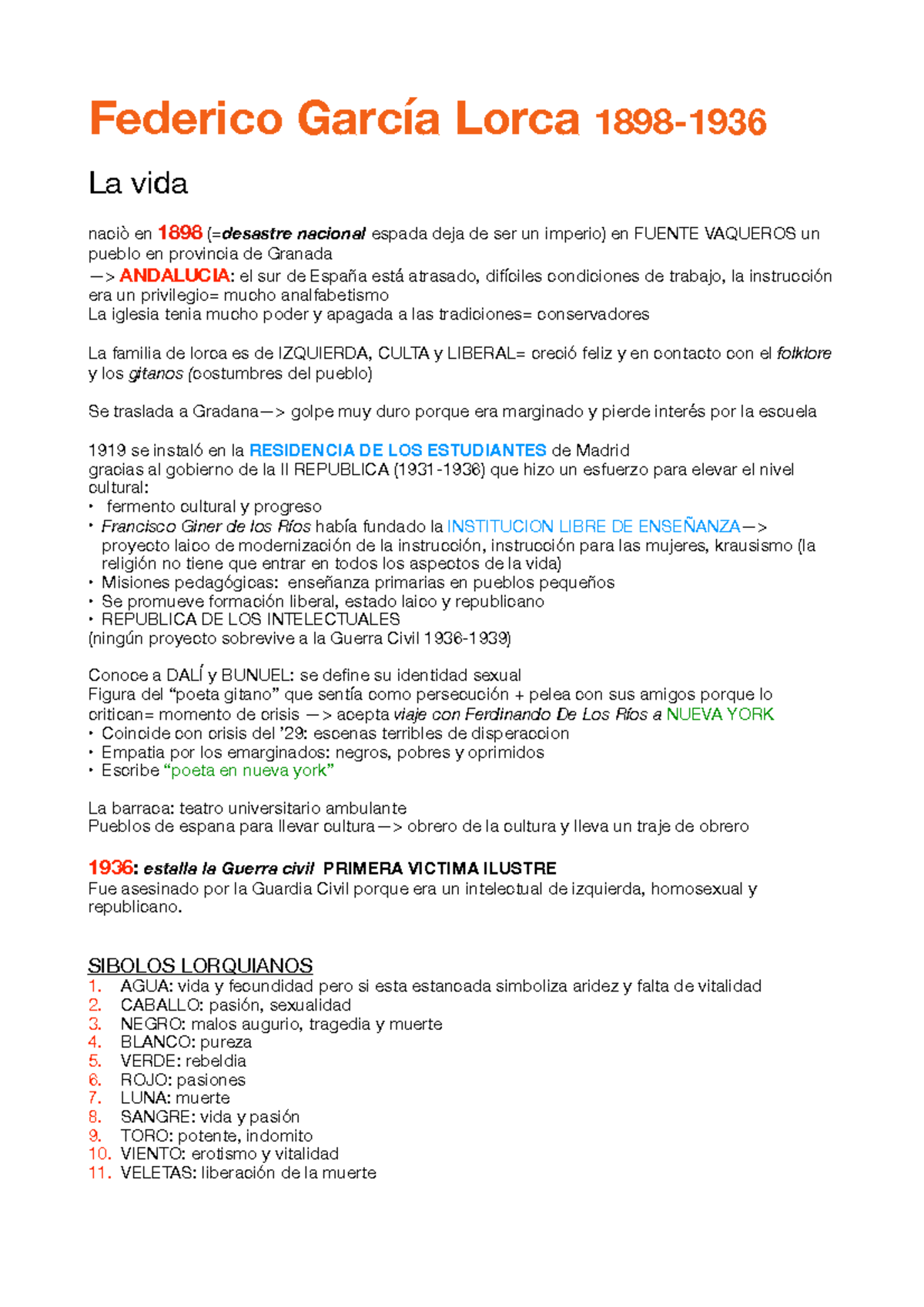Lorca pdf - Federico García Lorca 1898- La vida naciò en 1898 (=desastre nacional espada deja de ...